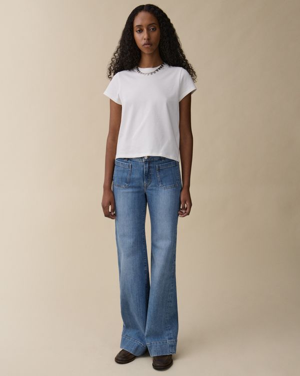 monica low is a low rise version of our iconic fit with patch pockets a ...